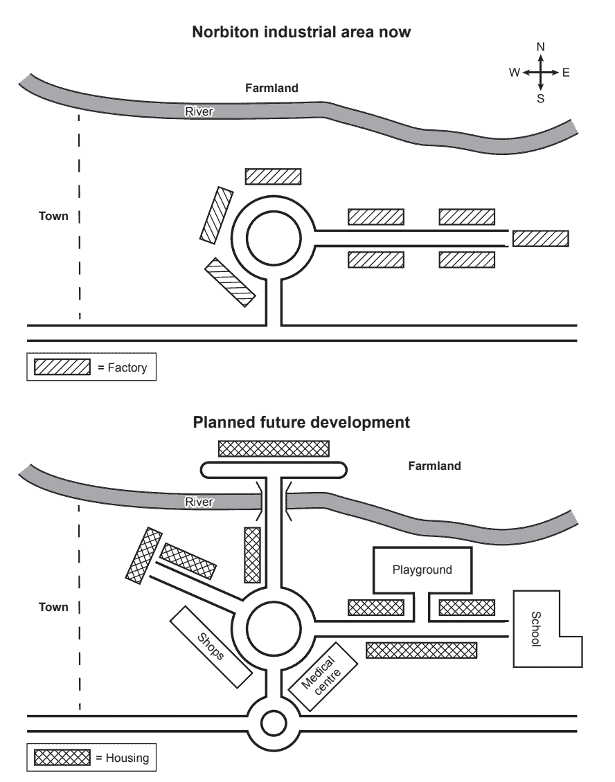 IELTS Cambridge 17 Task 1 Essay: Map of an industrial area in the town ...
