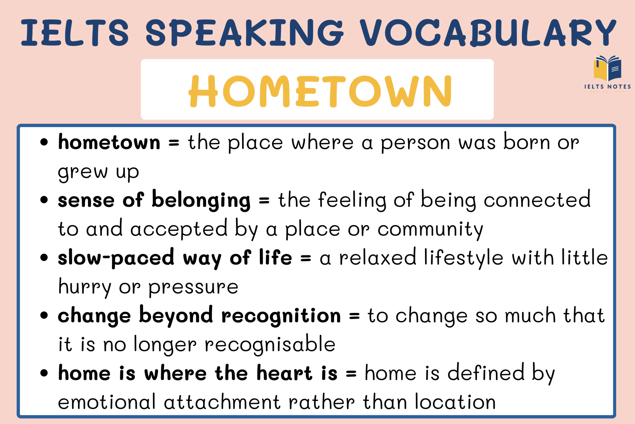 IELTS Speaking Hometown Vocabulary (Band 8+ Words & Phrases) - IELTS Notes